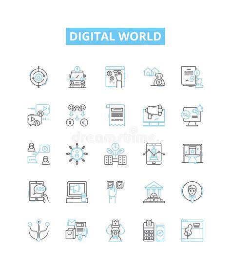 Digital World Vector Line Icons Set Digital World Technology Computing Online Connectivity
