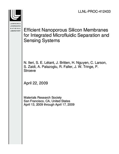 Pdf Efficient Nanoporous Silicon Membranes For Integrated