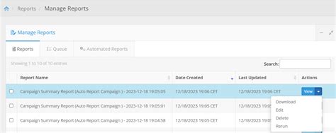 Manage Reports Support Center
