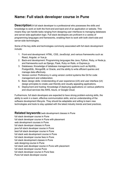 PPT Full Stack Developer Course In Pune PowerPoint Presentation ID