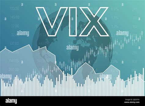 Volatility Vix Index Graph On Blue Finance Background With Columns Line Candlesticks Text