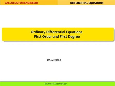 Ordinary Differential Equation Ppt