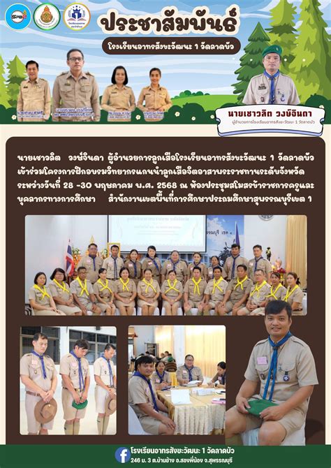 โรงเรียนอาทรสังขะวัฒนะ นายเชาวลิต วงษ์จินดา ผู้อำนวยการลูกเสือโรงเรียนอาทรสังขะวัฒนะ 1 วัดลาด