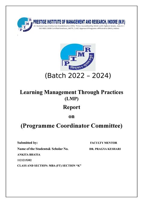 Lmp Report Ankita Bhatia Batch 2022 2024 Learning Management