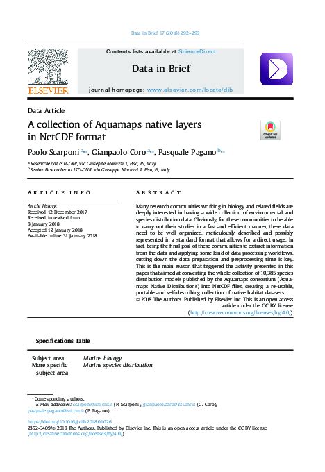 Pdf A Collection Of Aquamaps Native Layers In Netcdf Format