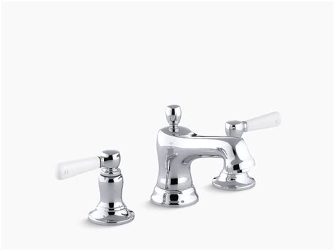 K 10577 4p Cp Bancroft™ Widespread Bathroom Sink Faucet With White