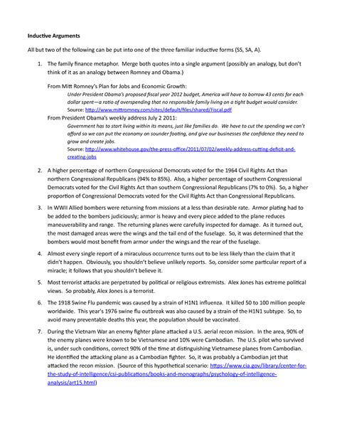 Ct Exercise Three Tough Inductive Arguments Inductive Arguments All But Two Of The Following