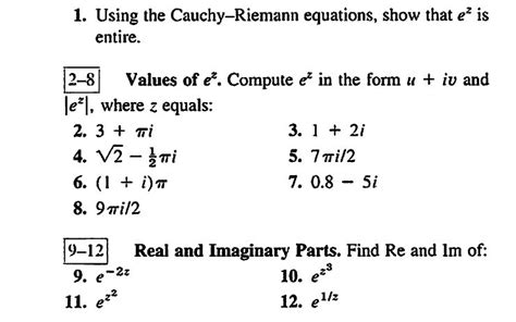 Solved 1 Using The Cauchy Riemann Equations Show That Ez