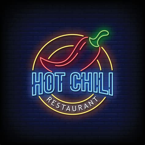 Hot Chili Restaurant Neon Signs Style Text Vector 3557726 Vector Art At