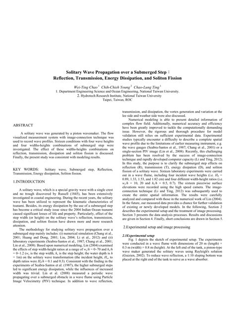 Pdf Solitary Wave Propagation Over A Submerged Step： Reflection