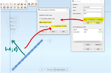 robot structural analysisの壁パネルに垂直でないコア壁のfz図