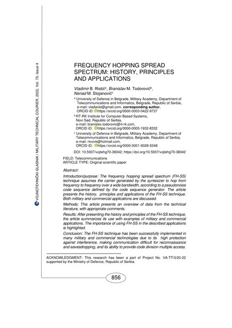 Pdf Frequency Hopping Spread Spectrum History Principles And Applications
