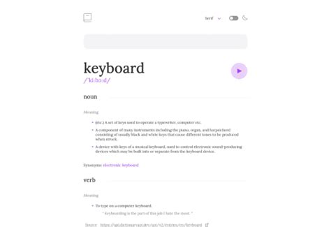 Frontend Mentor Responsive Dictionary Web App In Html Css And Javascript Coding Challenge
