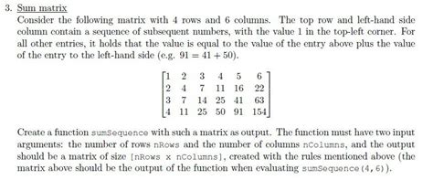 Solved 3 Sum Matrix Consider The Following Matrix With 4