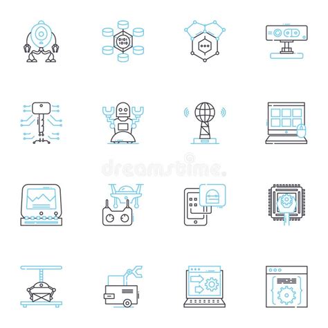 mechatronics systems linear icons set robotics sensors automation