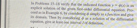 In Problems 15 18 Verify That The Indicated Function Chegg