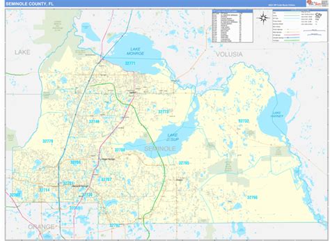 Seminole County Fl Zip Code Wall Map Basic Style By Marketmaps Mapsales