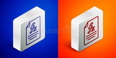 Isometric Line Function Mathematical Symbol Icon Isolated On Blue And Orange Background Silver