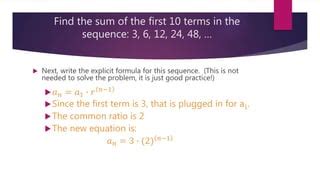 Finding The Sum Of A Geometric Sequence PPTX