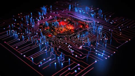 Futuristic Visualization Of A Fingerprint Emerging From A Digital Circuit Board Representing