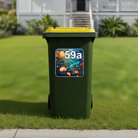 Mosaic House Number Wheelie Bin Sticker Grove Wesley Design Art