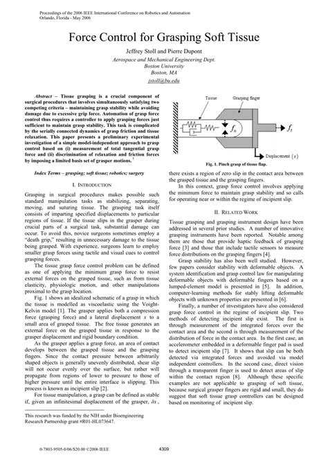 Pdf Force Control For Grasping Soft Tissue