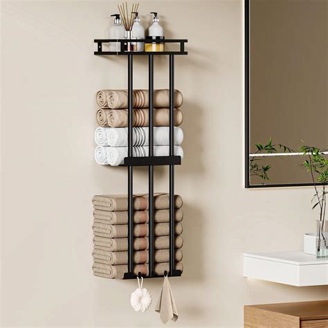 Clothink Black Towel Racks For Bathroom Wall Mounted3 Tier