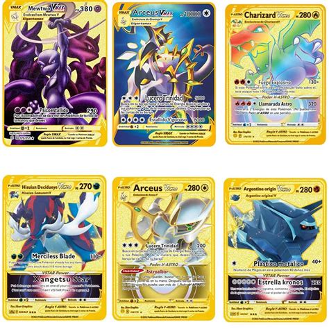 포켓몬 메탈 카드 Vmax 메탈 포켓몬 문자 피카츄 뮤츠 리자몽 Vmax Ex 골든 샤이니 문자 게임 컬렉션 카드 장난감 Aliexpress