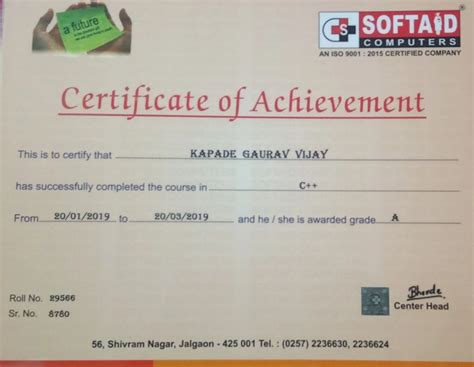 Gaurav Kapade On Linkedin Cplusplus Programming Certificateachievemen