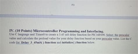 Solved P3 Iv 10 Points Microcontroller Programming And