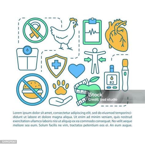 채식주의 장점 기사 페이지 벡터 템플릿 비건 혜택 브로셔 잡지 선형 아이콘및 텍스트 상자소책자 디자인 요소 인쇄 디자인 텍스트 공간이 있는 개념 그림 개념에 대한 스톡 벡터