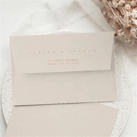 Simple Elegant Minimalist Blush Pink And Tan Wedding Envelope Zazzle