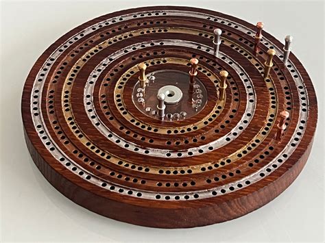 Small Round Classic Cribbage Board Cribscapes 3d Adventure Sports Cribbage Boards