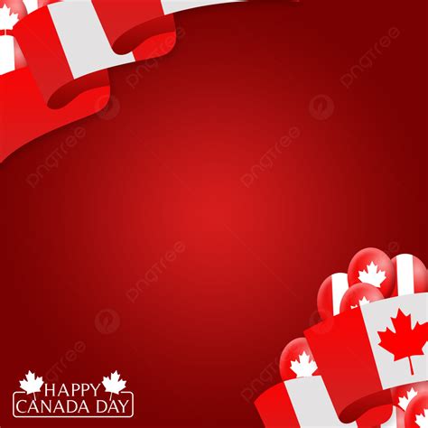 Background Selamat Hari Kanada Red Banner Dengan Baloon Dan Bendera