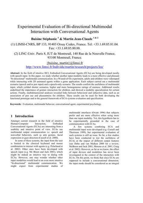 Pdf Experimental Evaluation Of Bi Directional Multimodal Interaction