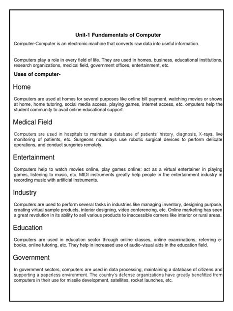 Unit 1 Fundamentals Of Computer Pdf Computer Data Storage Usb Flash Drive
