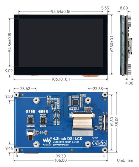 43inch Qled Display Dsi Interface 800 × 480 Integrated Structure