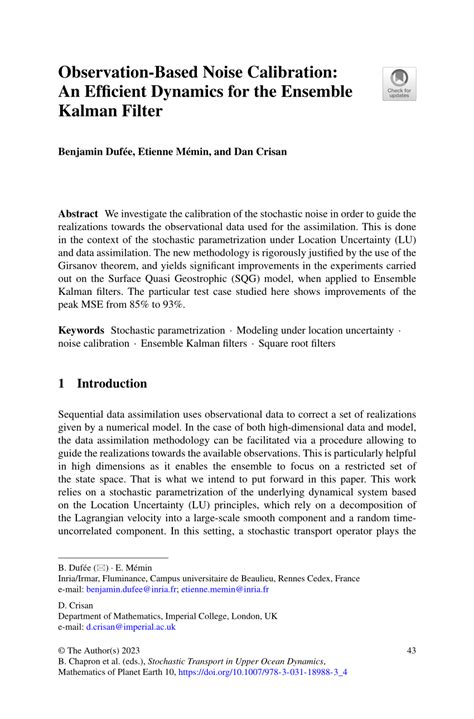 Pdf Observation Based Noise Calibration An Efficient Dynamics For