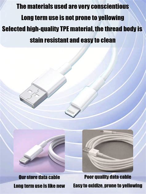Usb To Ios Interface Data Cable Tpe Glossy Material 20w High Power Output Data Cable White 1m