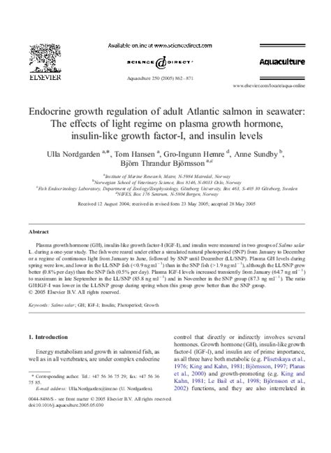 Pdf Growth Hormone And Thyroid Hormones During Atlantic Salmon Salmo Salar L Smolting And