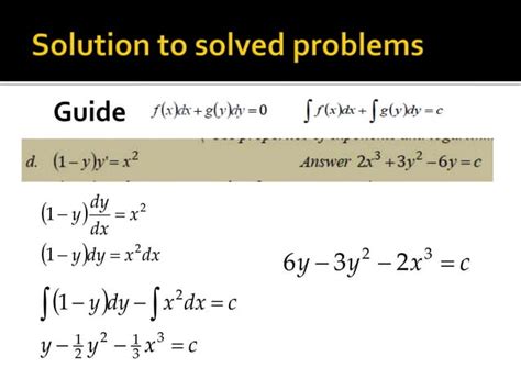 Separation Of Variables Solution To Solved Problems Pptx