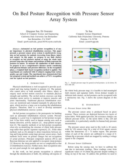 On Bed Posture Recognition With Pressure Sensor Array System Pdf