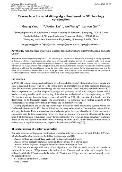 Research On The Rapid Slicing Algorithm Based On Stl Topology