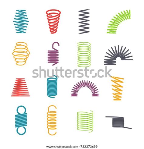 금속 스프링 세트다채롭게 돌아가는 금속 와이어 스톡 벡터로열티 프리 732373699