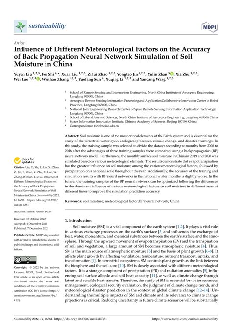 Pdf Influence Of Different Meteorological Factors On The Accuracy Of Back Propagation Neural