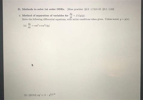 Solved D Methods To Solve 1st Order Odes More Practice