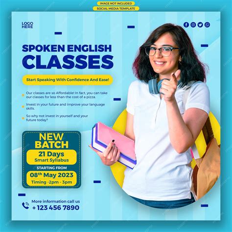 Premium Psd Spoken English Classes And Ielts Coaching Instagram Post