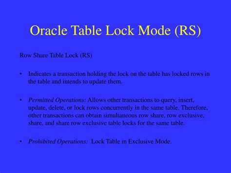 PPT Oracle Locking PowerPoint Presentation Free Download ID 141955