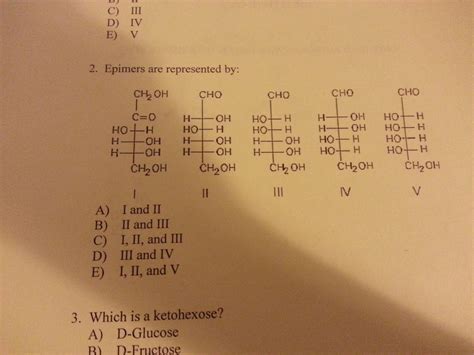 Solved Epimers Are Represented By I And II II And III I Chegg Com