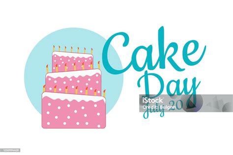 국제 케이크의 날 7월 20일 휴일 개념 배경 배너 카드 텍스트 비문이있는 포스터에 대한 템플릿 벡터 Eps10 그림입니다 7월에 대한 스톡 벡터 아트 및 기타 이미지